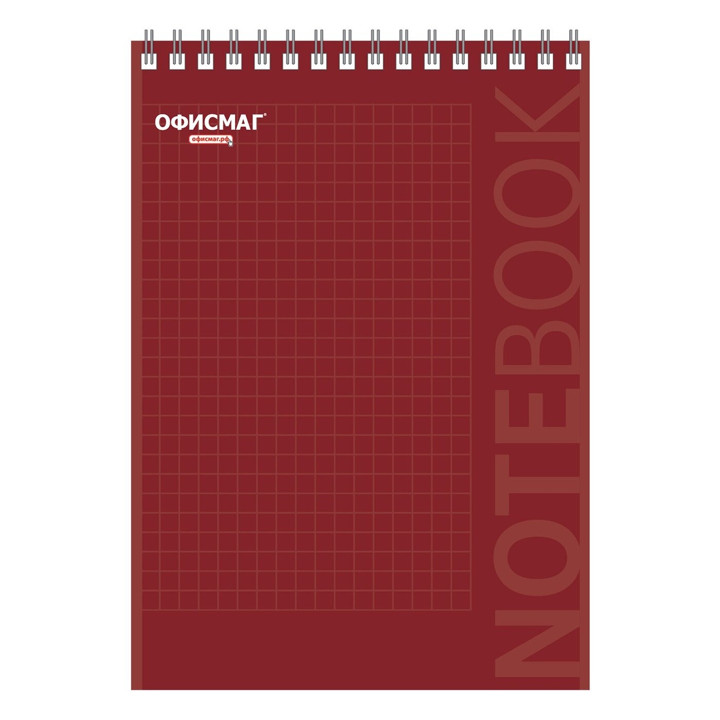 Блокнот Офисмаг А5 80 листов, гребень, жесткая подложка, клетка, 146х206 мм (129869)