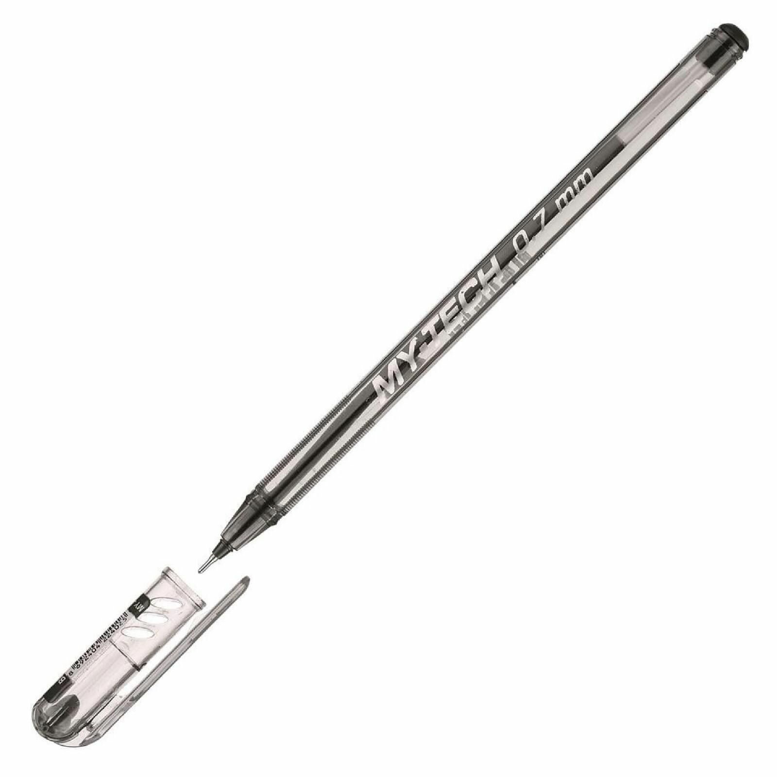 Масляная ручка Pensan "My-Tech", черная, 0,7 мм, дымчатый круглый корпус, игольчатый наконечник (2240ч)