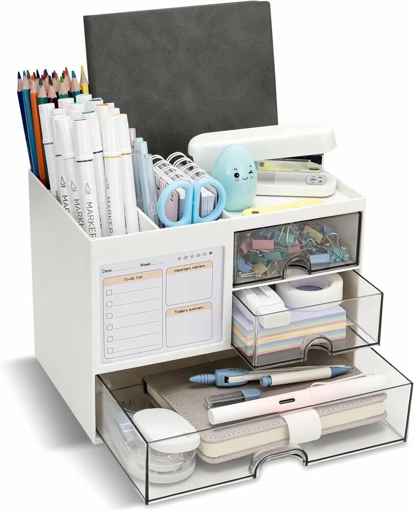 Органайзер для канцелярии, Хранение с 5 отделениями, Лоток для бумаг, Пластик, Белый, Белый,1n1658758669 ZY