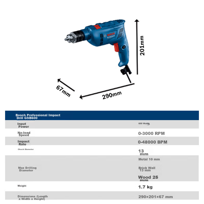 BOSCH GSB 600 Impact Drill Electric Drill 600W Plug-in Household Multi-function Power Tool
