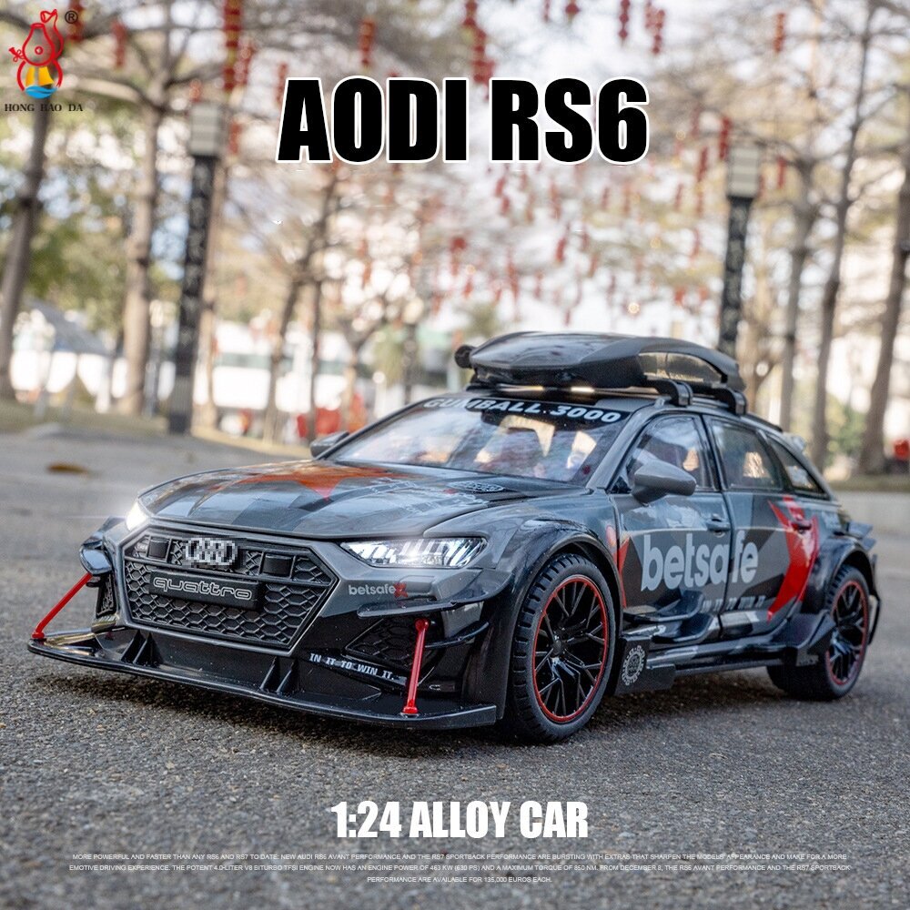 Коллекционная модель Audi RS6 DTM Avant 1:24 с багажником (металл, свет, звук)