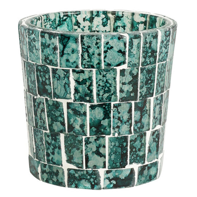 Стеклянный подсвечник Malachite Mosaic 6 см бирюзовый, Koopman, A65006120-2