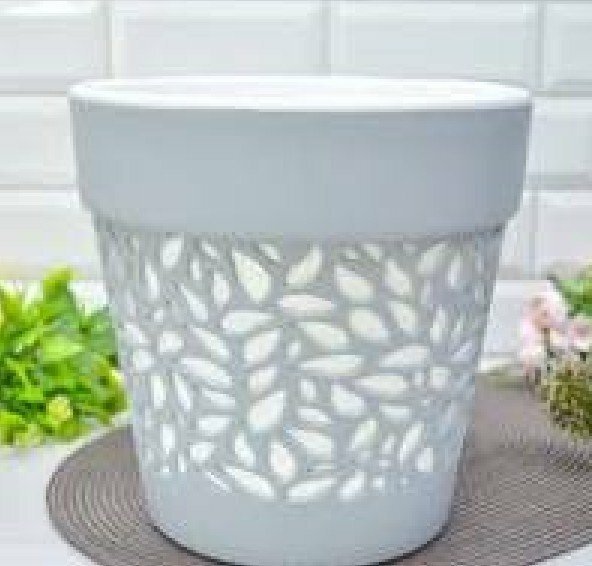 Кашпо "Блоссом" (8,3л) Цв. Серый жемчуг/Белый