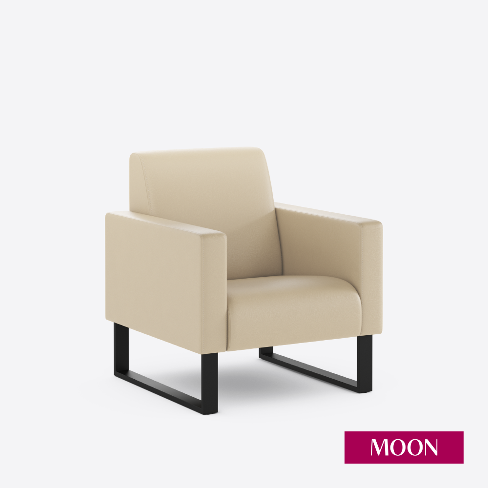 Кресло MOON 158 нераскладное, экокожа, цвет бежевый, 76*84*91, эксклюзивная высокоэластичная пена (UniqFoam).