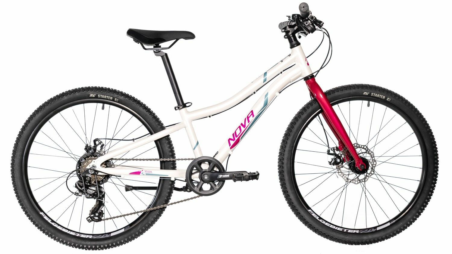 Велосипед Novatrack Novara 6. D 24 (2025), алюминиевая рама, размер, 10", на рост 130-155 см, Белый