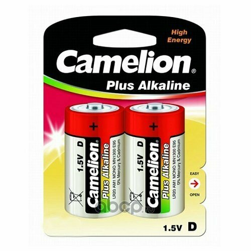 Батарейка алкалиновая тип D 1,5В 2шт Camelion Plus Alkaline LR20-BP2 Camelion LR20BP2