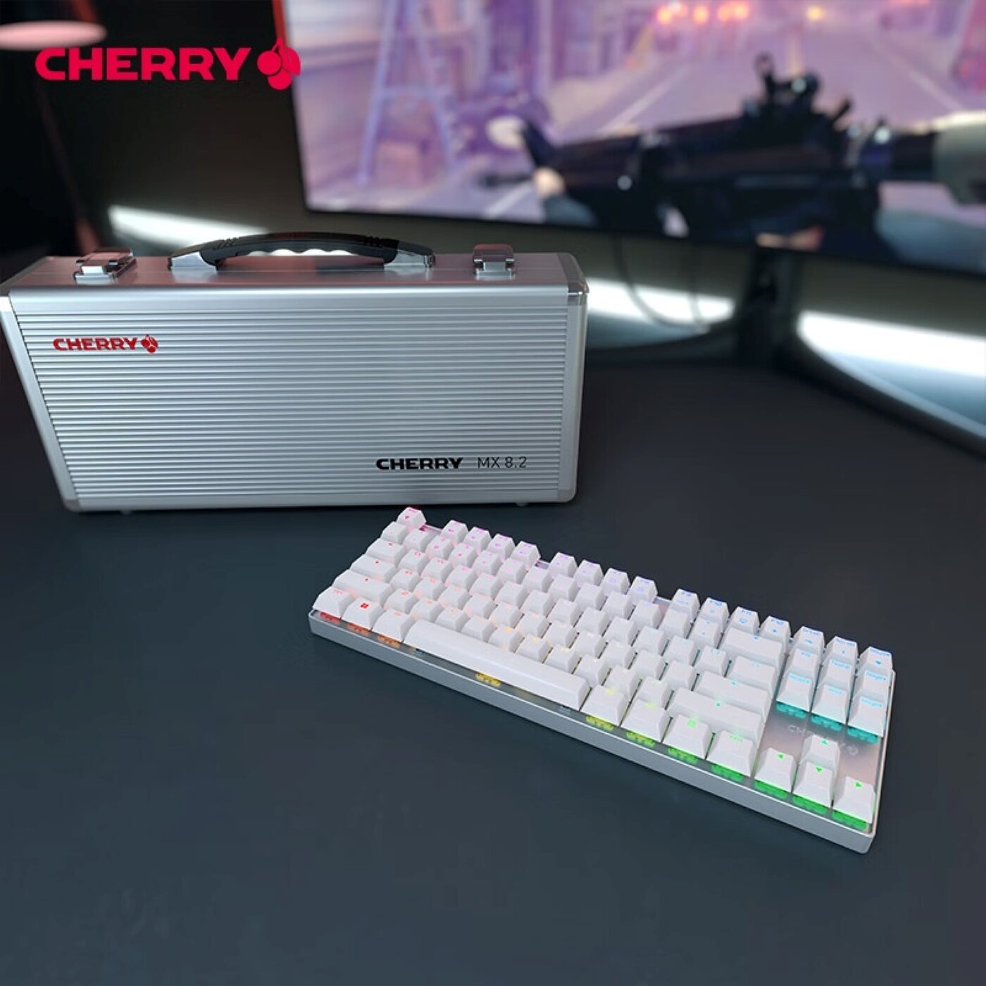 Беспроводная клавиатура CHERRY MX 8.2 87 клавиатура TKL Bluetooth клавиатура RGB сплав белый красный ось