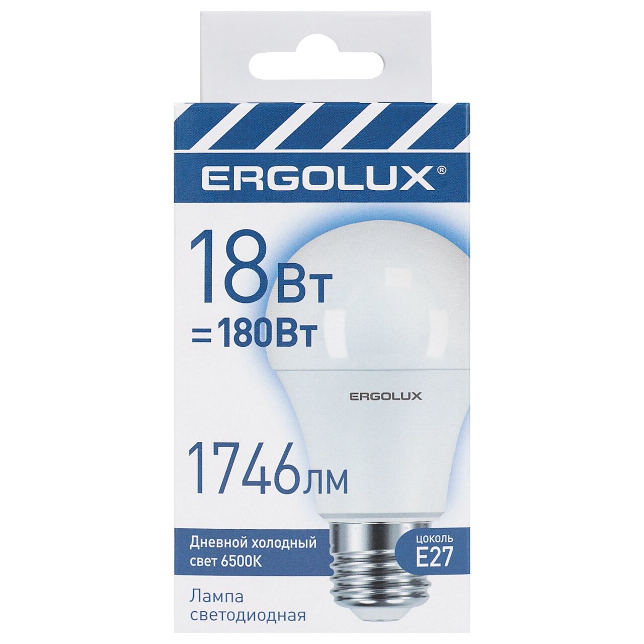 Ergolux LED Лампа E27 18 Вт 6500K A60 180-240В для повседневного освещения дома