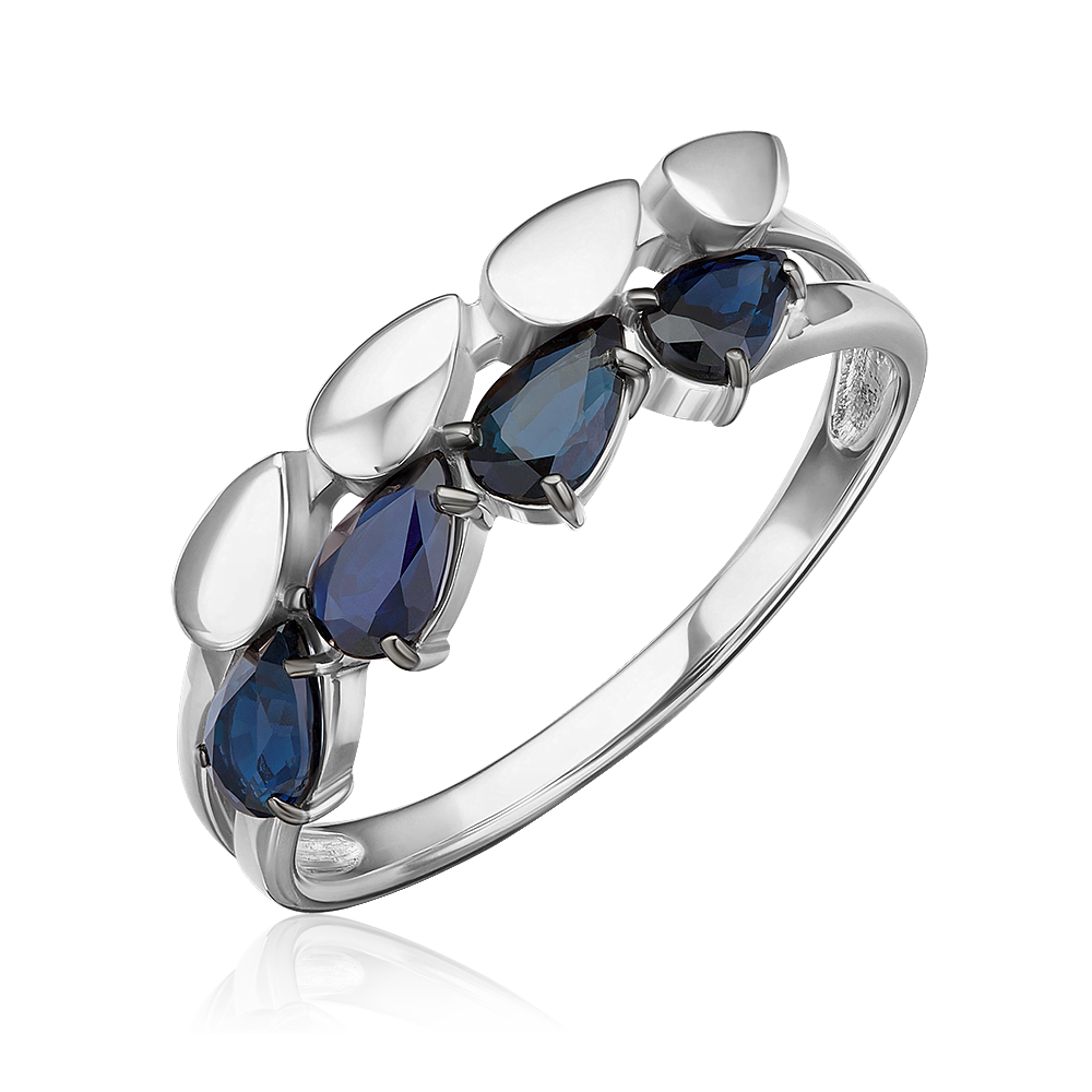 Кольцо, белое золото, 585 проба, сапфир