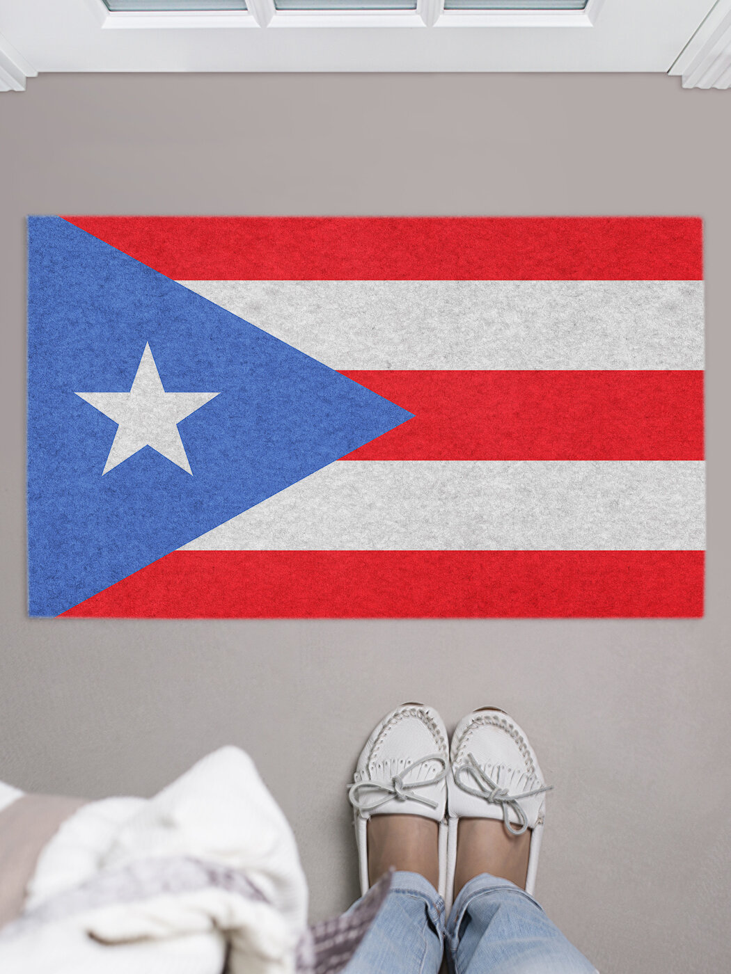 Коврик придверный в прихожую с принтом "Флаг Пуэрто-Рико вектор" 45x75 см , JoyArty