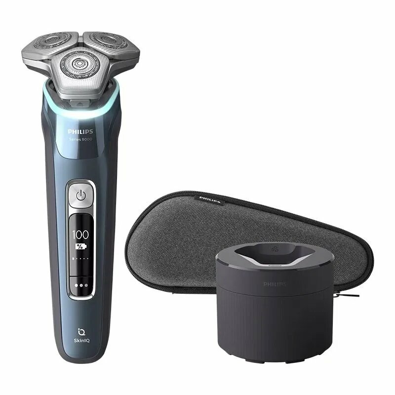 Philips Электробритва , электробритва мужская, электробритва мужская philips 9000 Series S9982, электробритва для мужчин оснащен автоматической моющей основой, функцией влажного и сухого бритья, пятиминутной быстрой зарядкой, черный, синий
