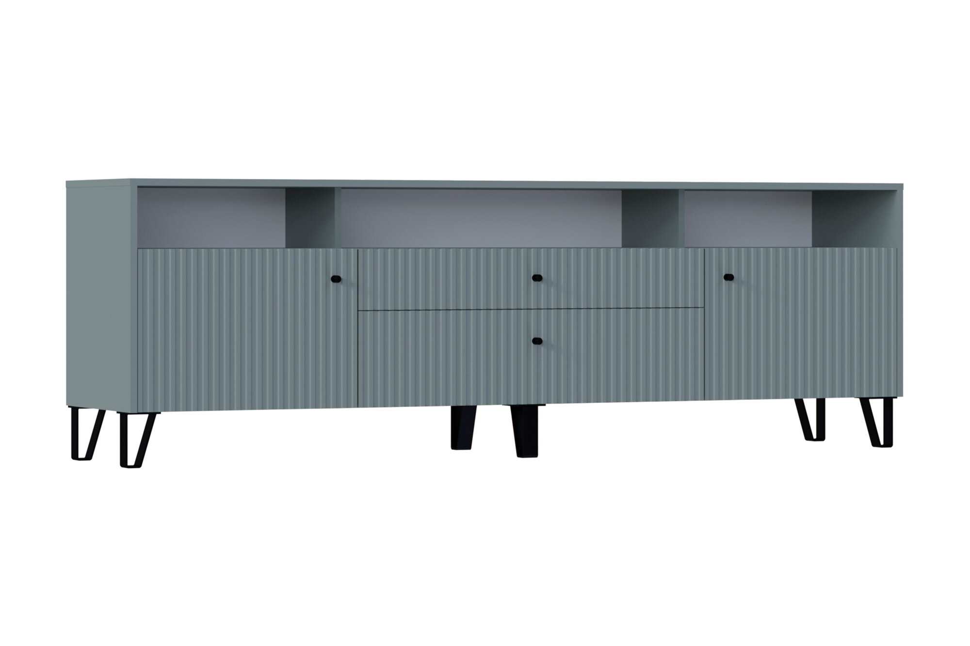 Тумба под телевизор напольная Нонтон Оливия, 200x42x66 см, сумеречный голубой / шарли бриз