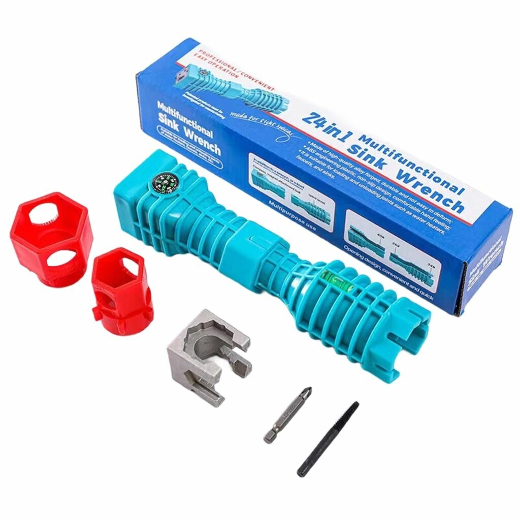 24 в 1 набор для установки смесителей и раковин, Синий, красный