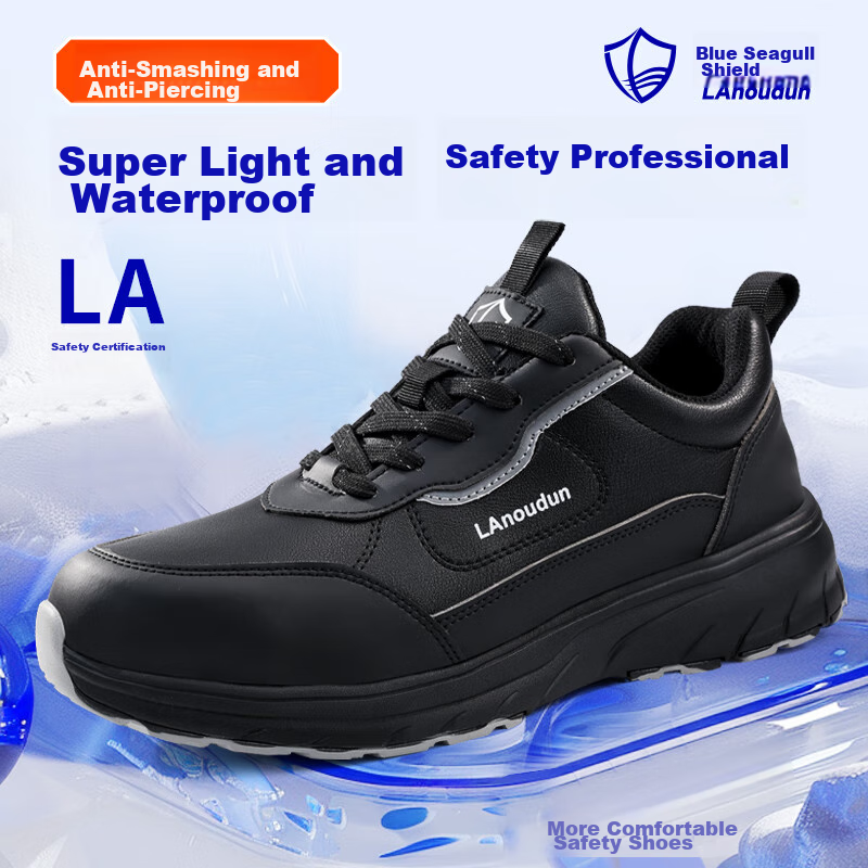 Blue Owl Shield Safety Shoes for Men, Lightweight, Waterproof, Steel Toe Cap, Puncture-Resistant, Safety Work Site Functional Shoes D251-1 Size 42