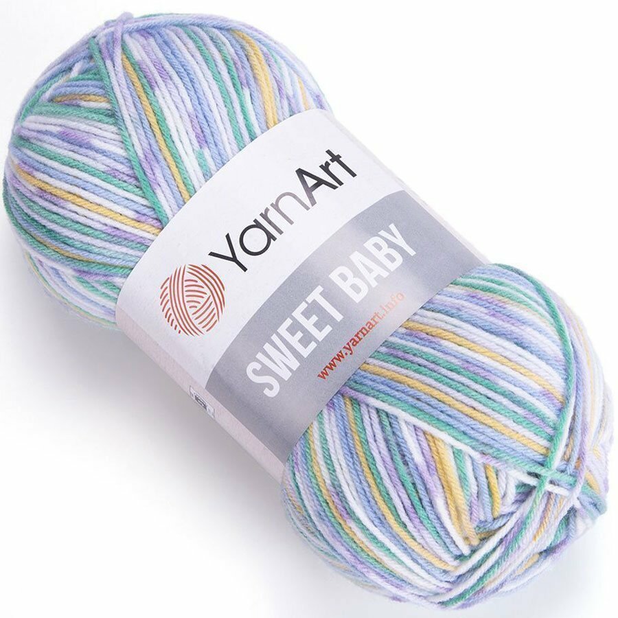 Пряжа Yarnart SWEET BABY 913 зел/сиренев принт (1 моток)