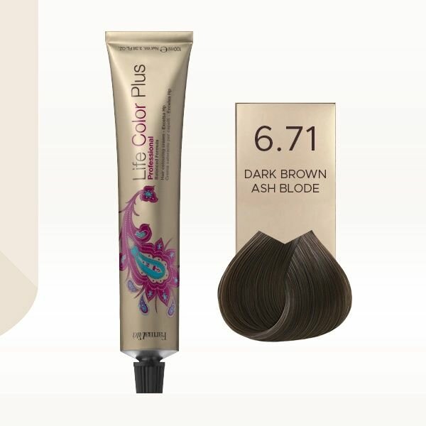 Farmavita Краска-крем для волос Life Color Plus 6.81 Светлый коричневый кашемир пепельный