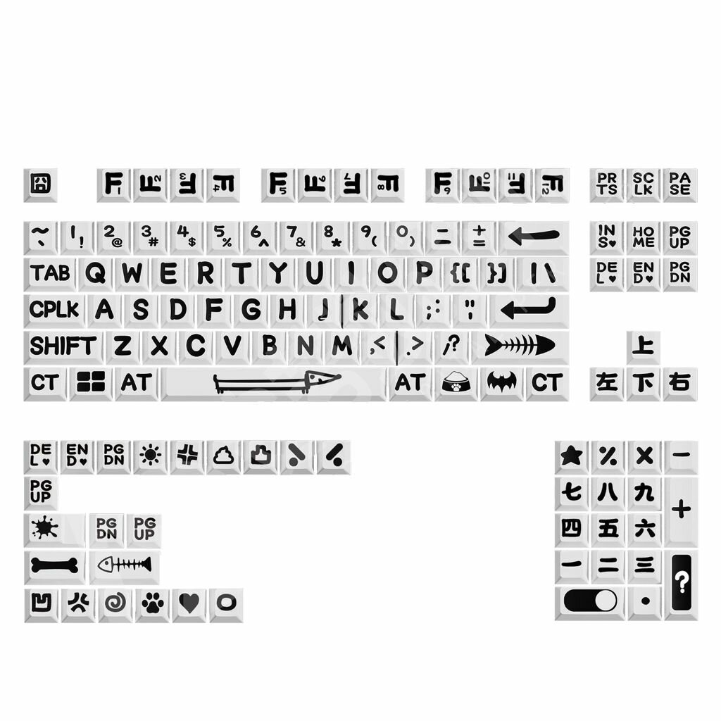 126 шт. Черно-белые кейкапы для механических клавиатур