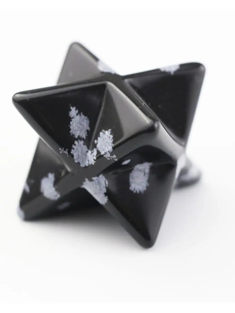 Меркаба из натурального камня обсидиан снежный 3 см