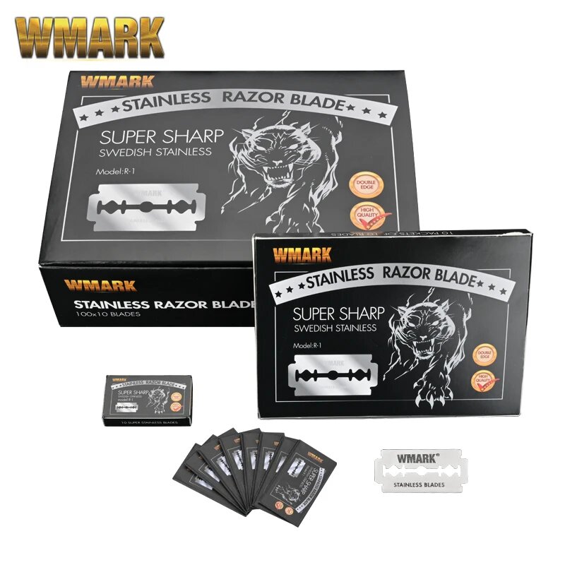 WMARK лезвия для бритья R-1 из нержавеющей стали, 100 шт.