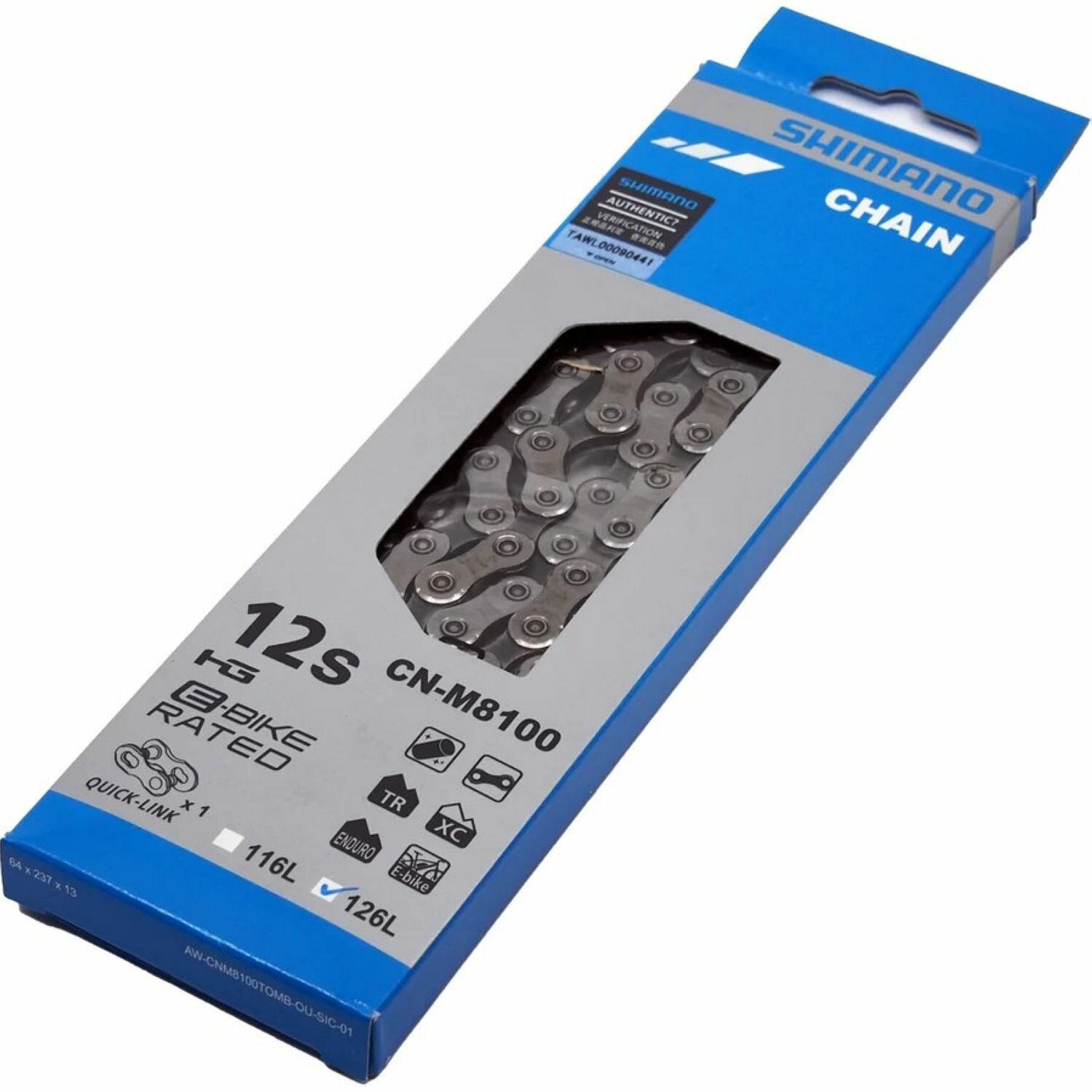 Цепь Shimano XT M8100, 12ск, 126 звеньев, с замком, ICNM8100126Q