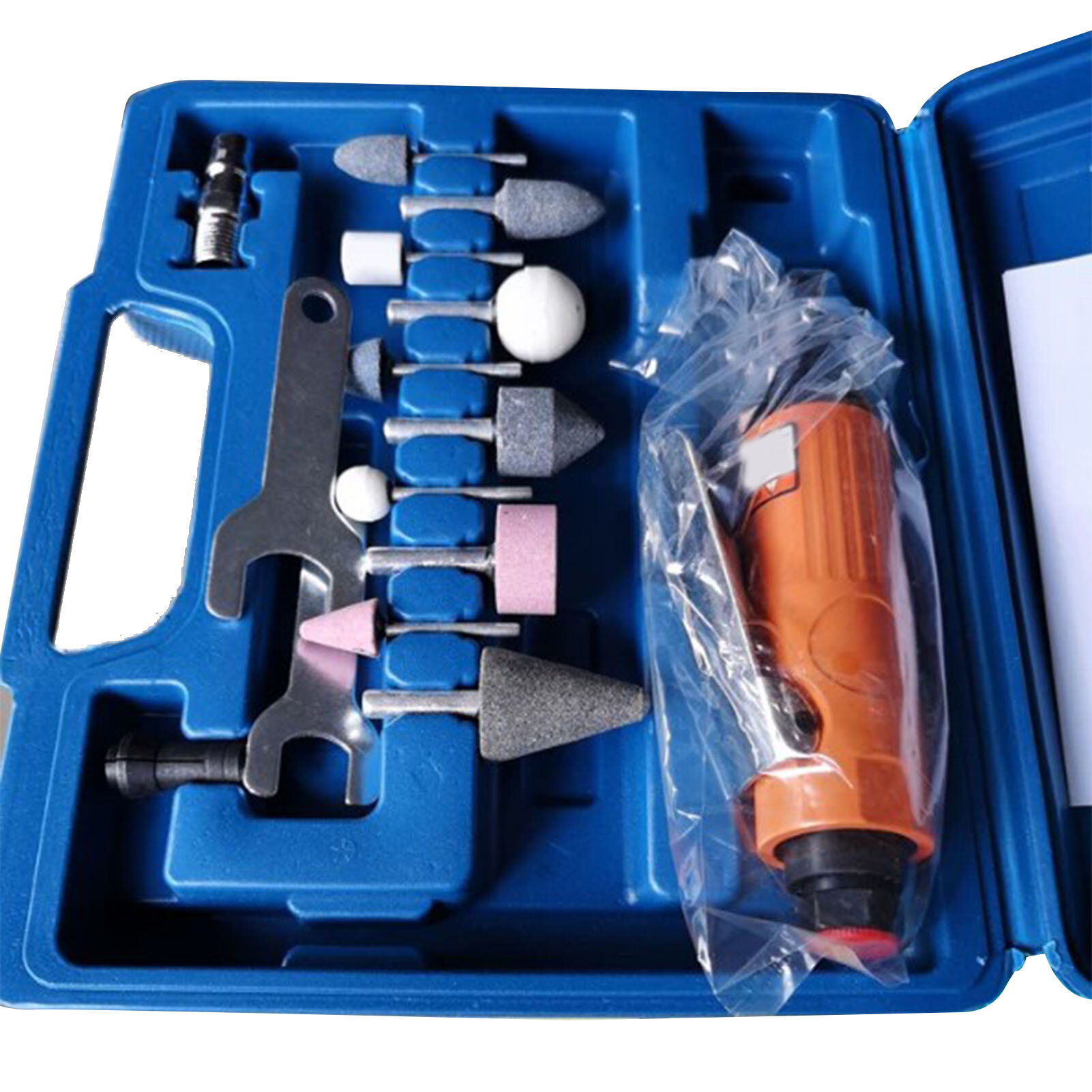 Набор из 16 предметов: пневматическая шлифовальная машина большой мощности, высокоскоростной инструмент для обработки алюминия, предназначенный для шлифовки, полировки и удаления заусенцев.