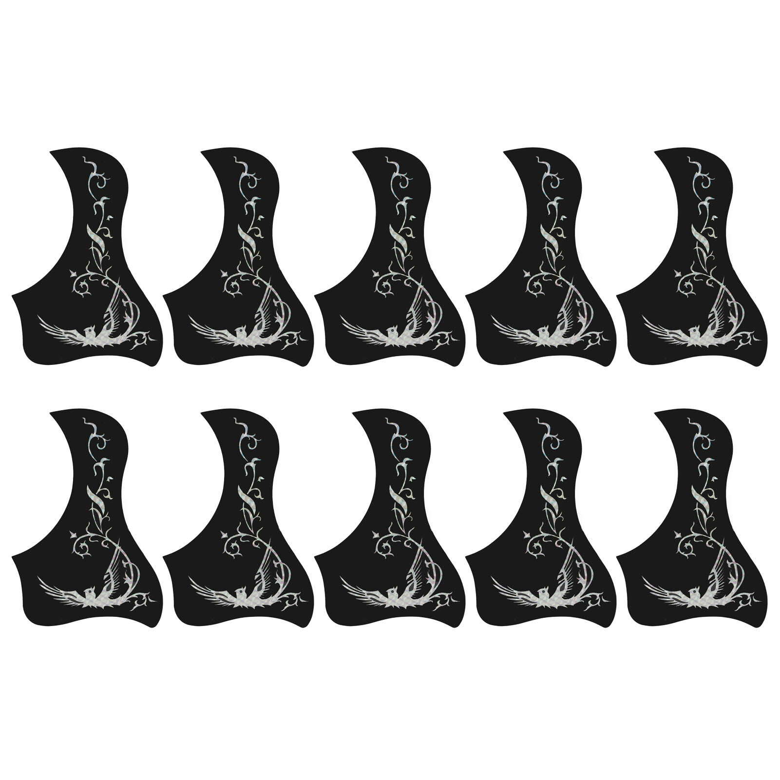 10Pcs Acoustic Guitar Pickguard Adhesive Non Scratch Swallow Laser Pattern for 40 41in Guitars Silver
