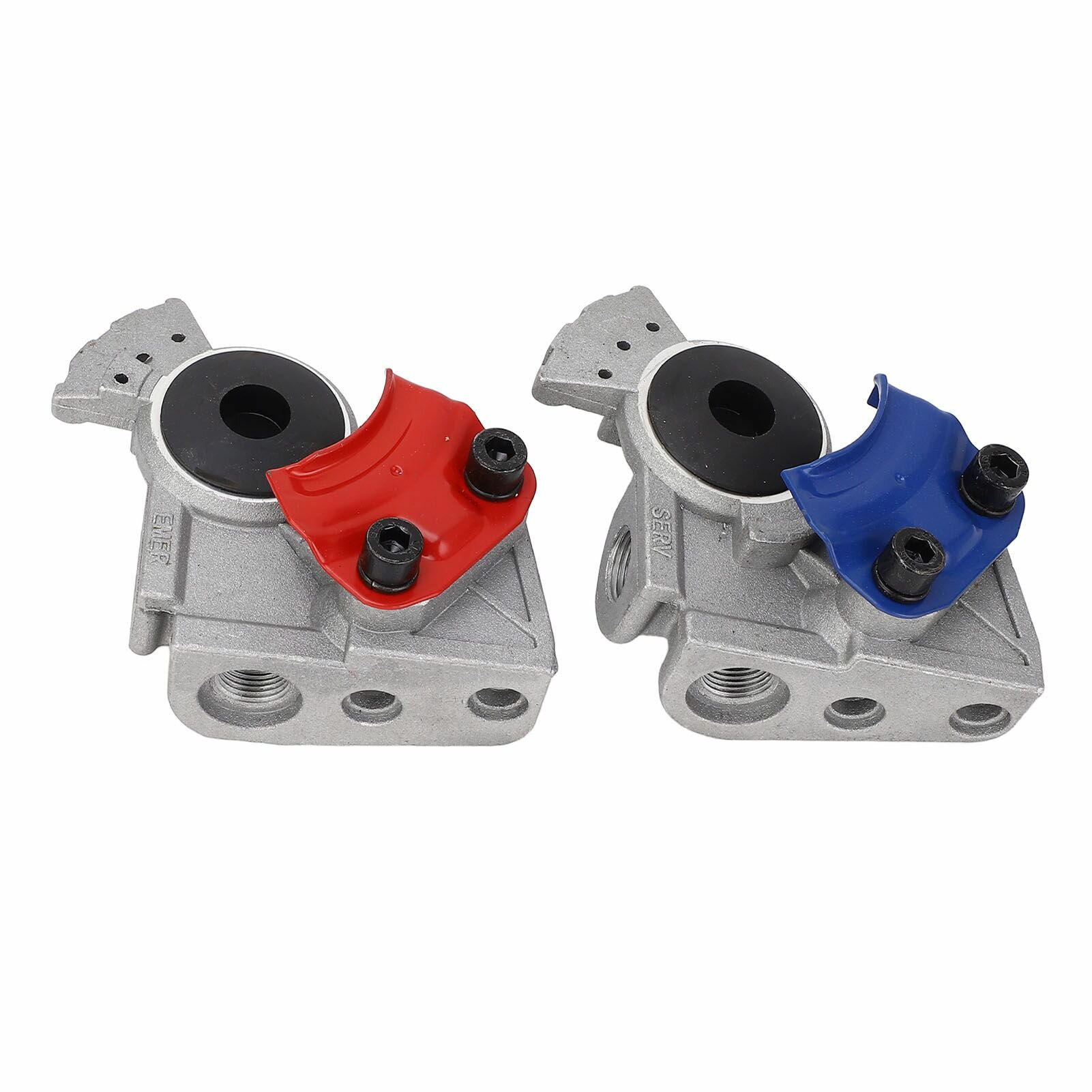 Пара красных и синих пневматических шарниров с углом наклона 37 градусов подходит для большинства полуприцепов