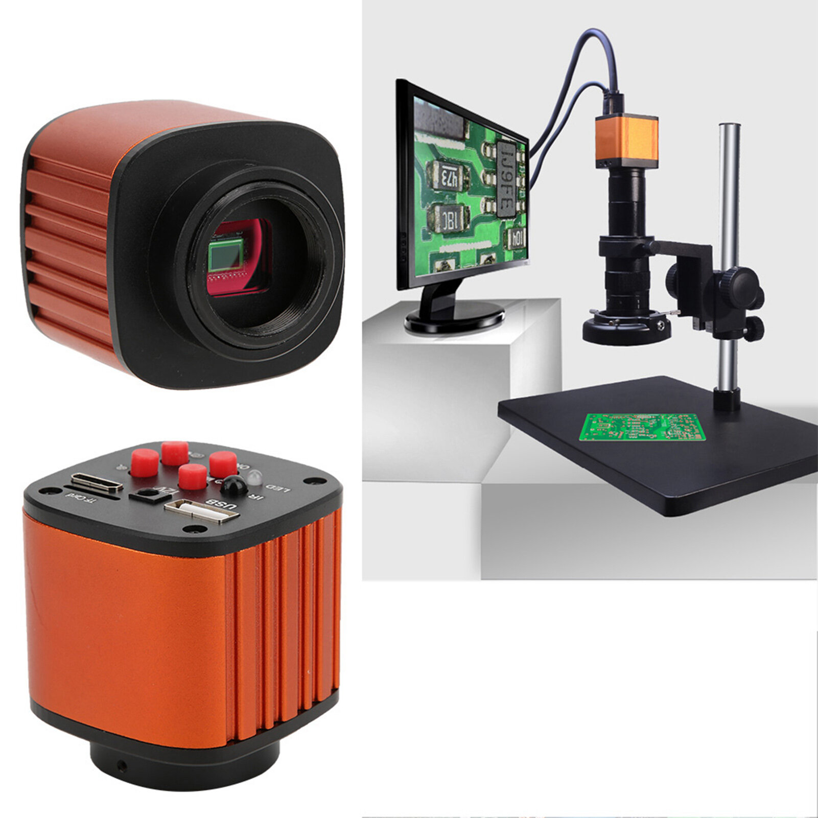16-мегапиксельная USB-камера для микроскопа, цифровая лупа с объективом 0,5X, кольцевой адаптер 30 мм 30,5 мм, вилка европейского стандарта, 100-240 В
