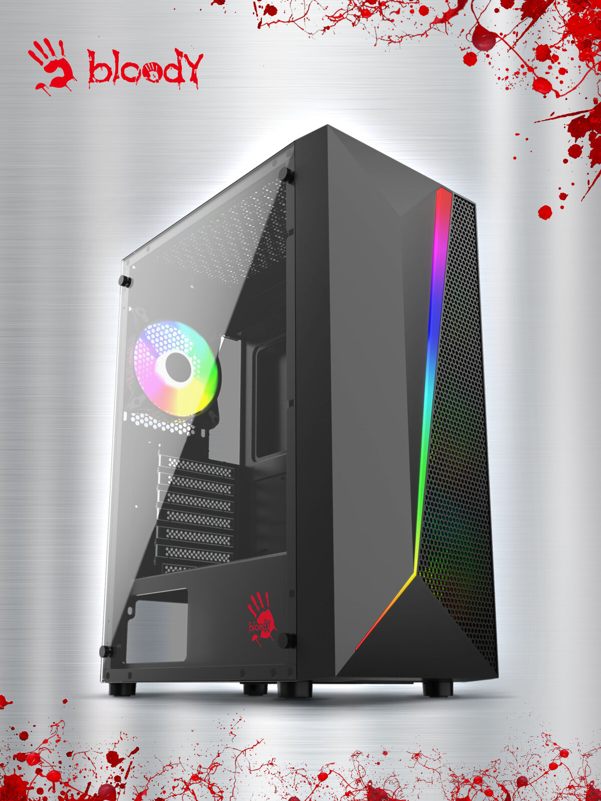 Корпус ATX BLOODY BD-CC106, Midi-Tower, без БП, черный [bd-cc106-bk]