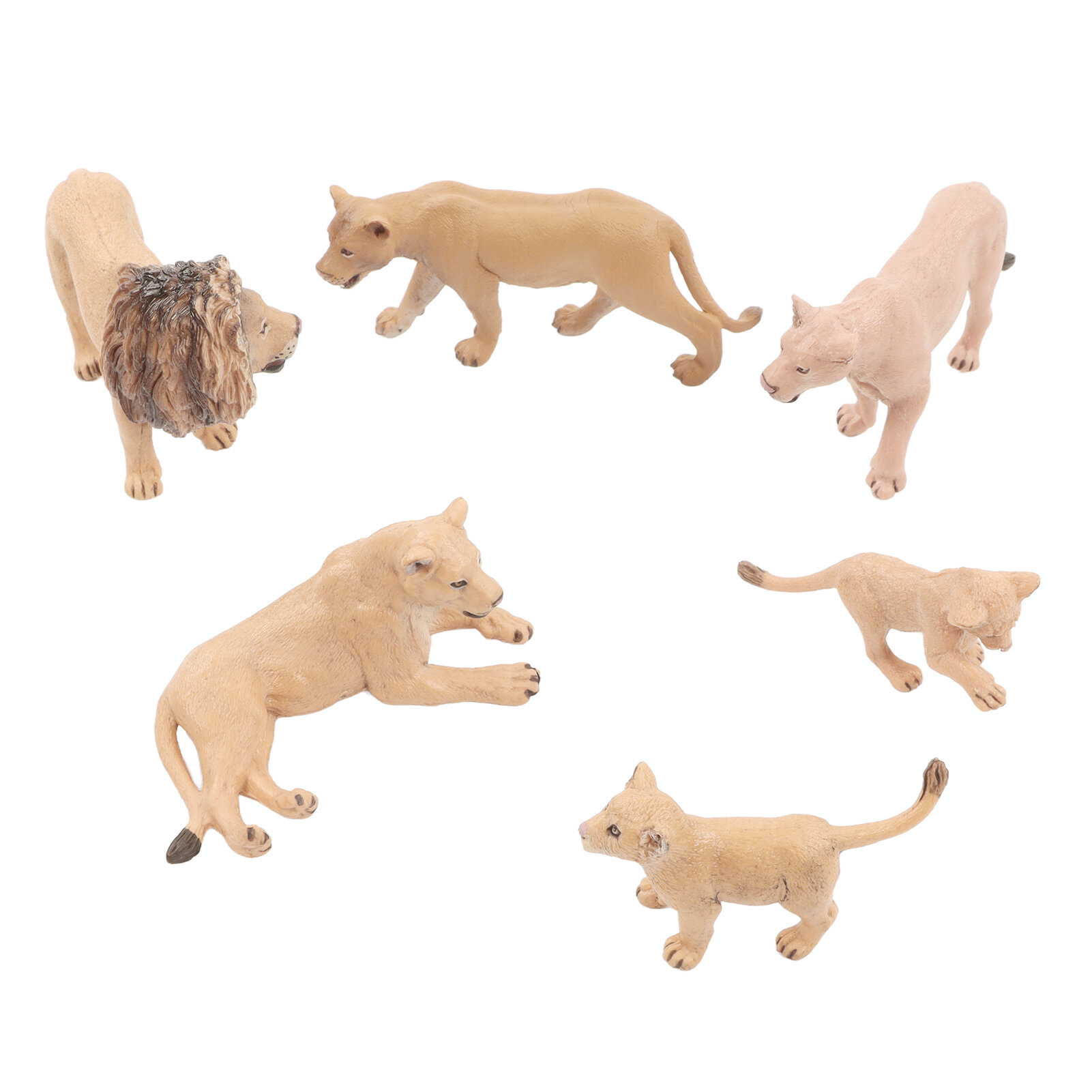 6 ПК, Lions Model Set, Жизненные мини -дикие животные Статуя львов. Семейные фигуры декорация для школьного проекта