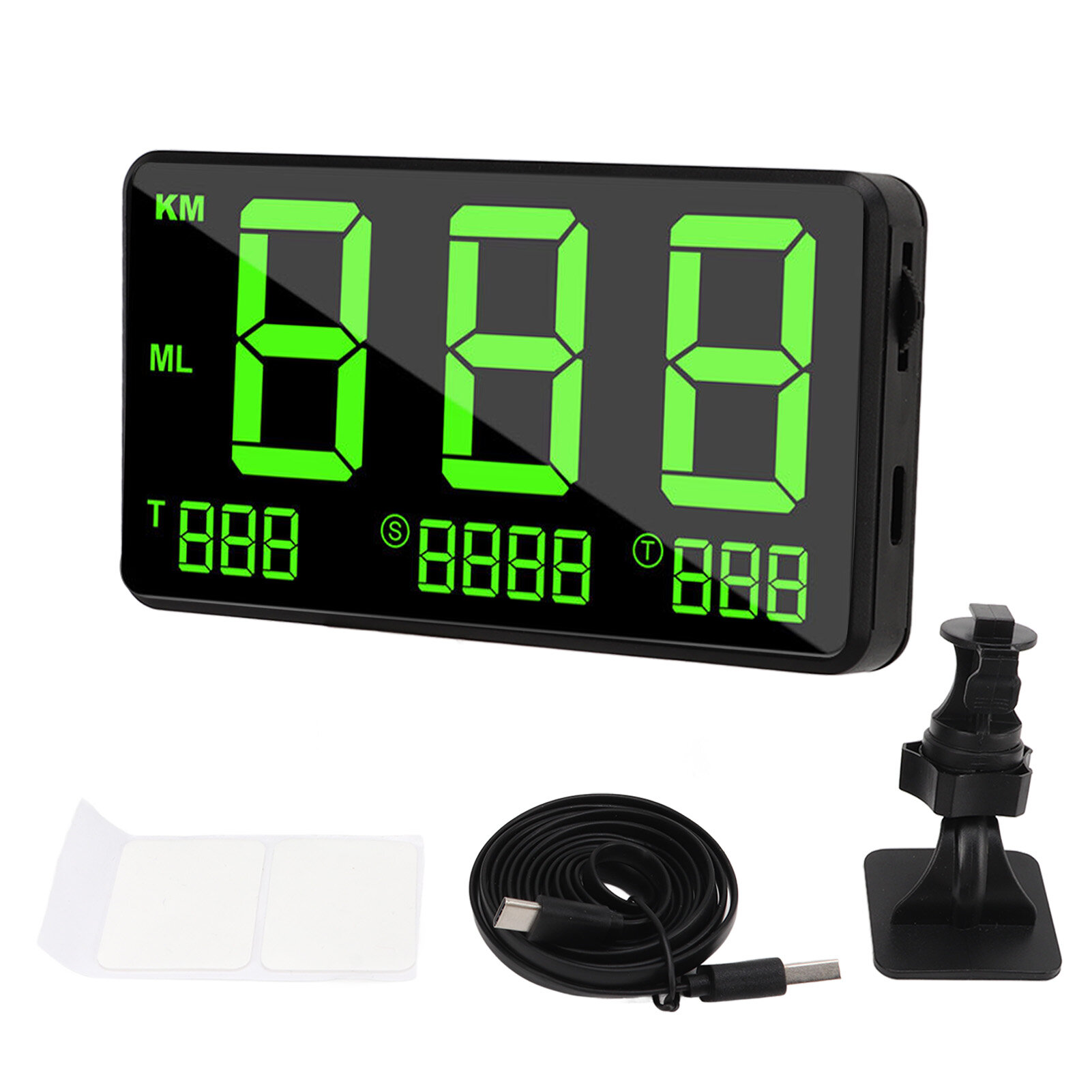 Universal Digital Car HUD Display Green Light GPS Speedometer with Speed Fatigue Driving Warning