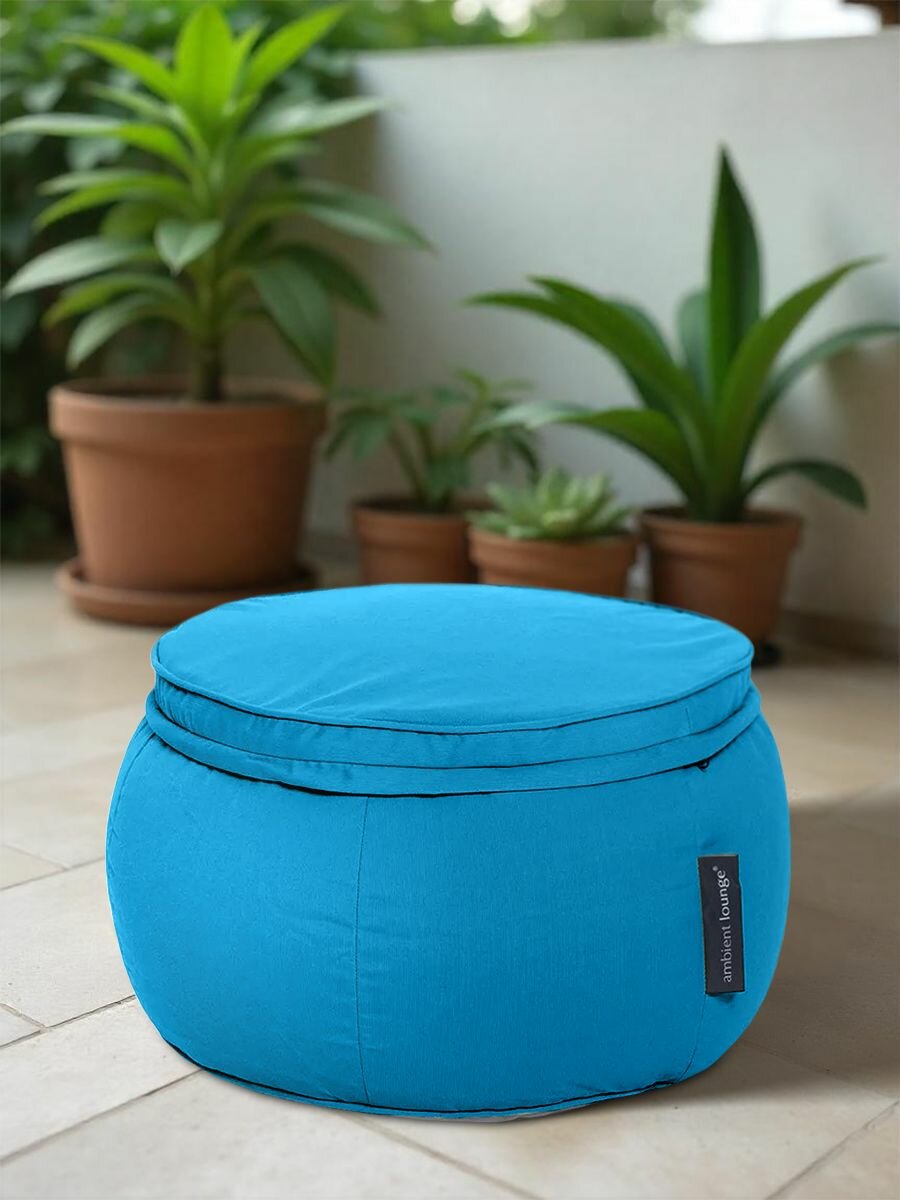Бескаркасный пуф для ног aLounge - Wing Ottoman - Azurri Blue (олефин, голубой) - садовая лаунж мебель для террасы, веранды, беседки, бассейна
