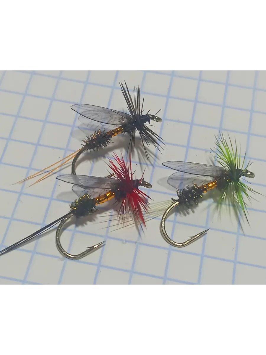 Мушка на хариуса и другую рыбу. Набор 3 штуки