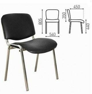 Стул для персонала и посетителей Samson изо Кожзам Хромированный каркас/Кожзам черный Z-11, К3