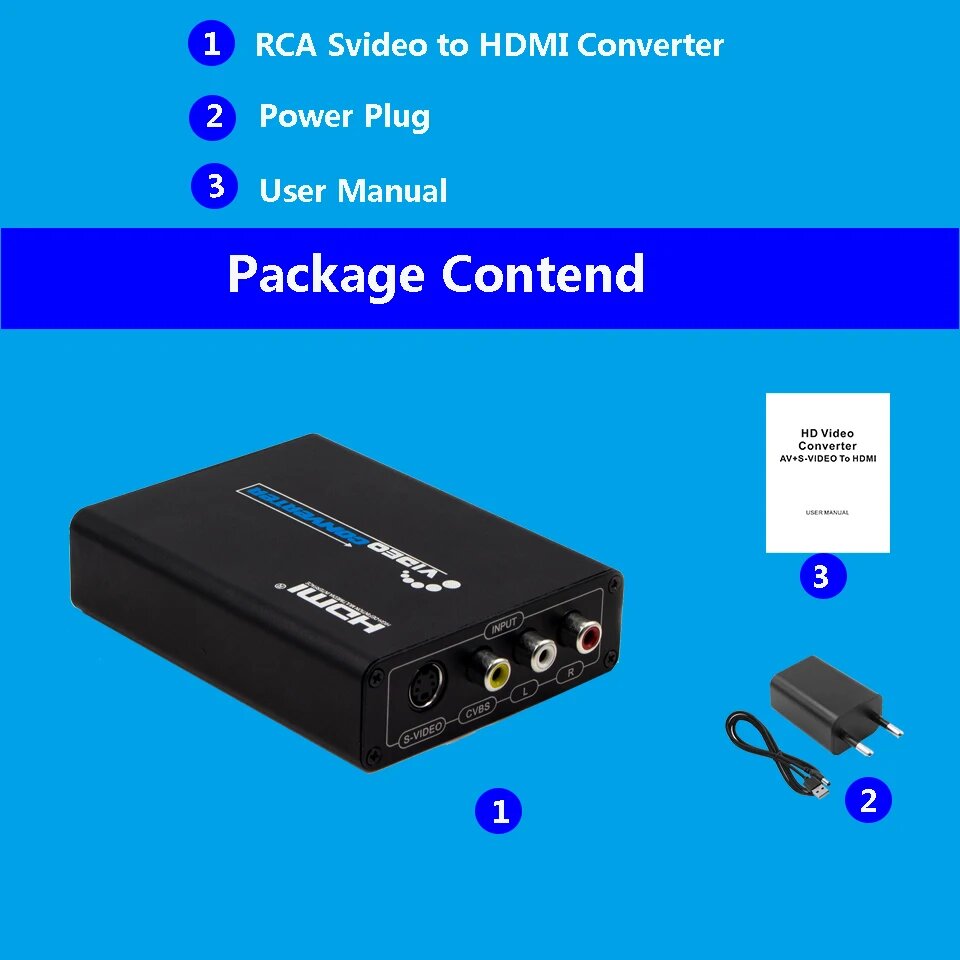 Wiistar Адаптер RCA/S-Video в HDMI eu power adapter