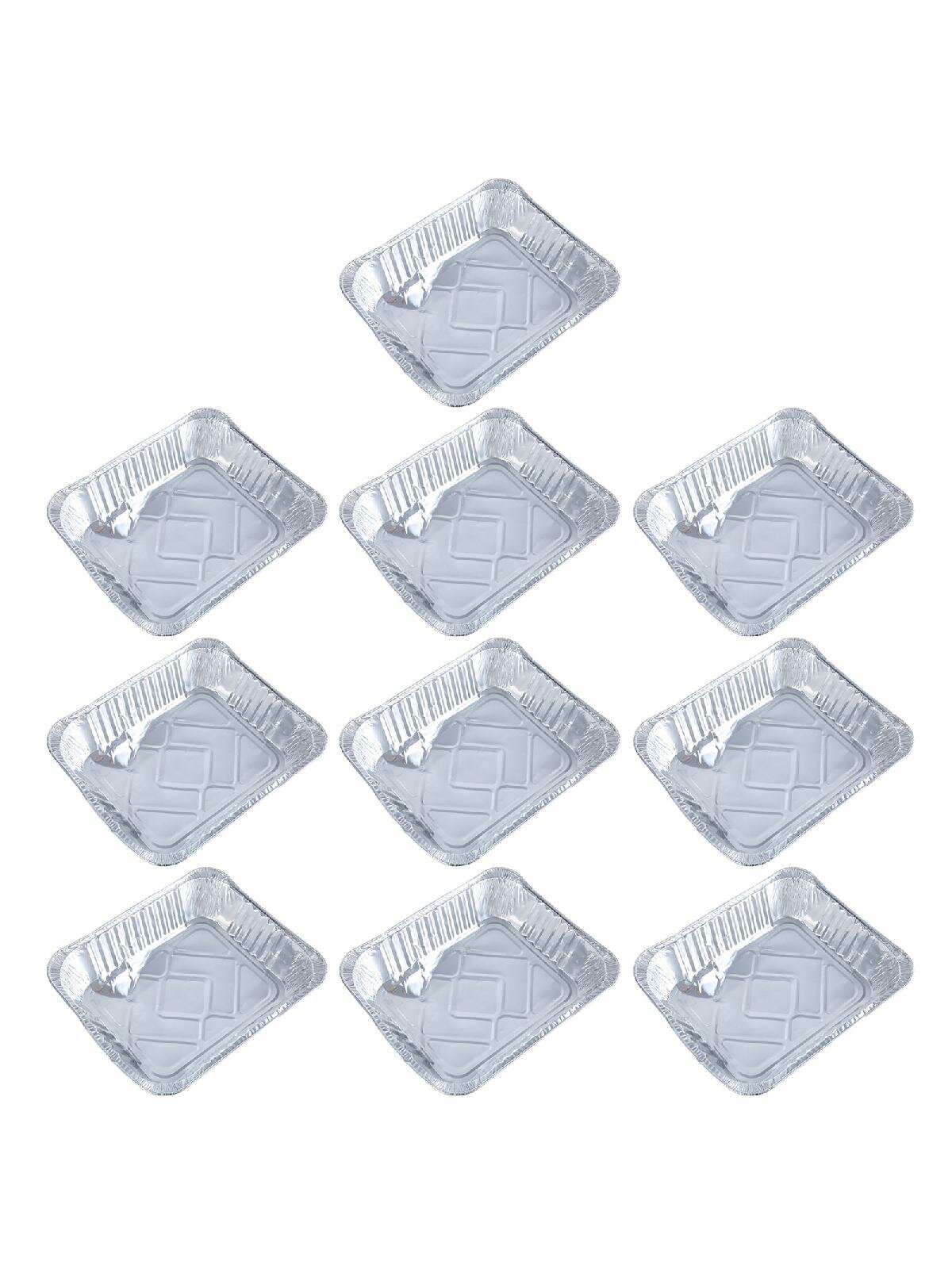 Набор из 10 одноразовых сковородок для еды, Большой лоток из алюминиевой фольги, Удобная посуда