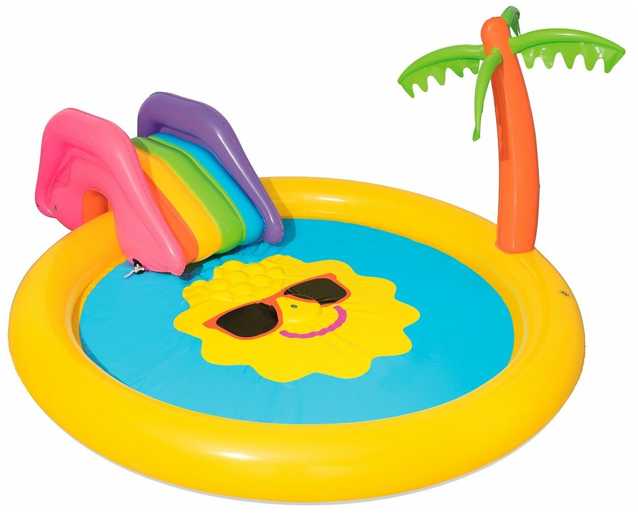 Надувной бассейн-игровой центр Солнышко с горкой и фонтаном, 237х201х104 см, от 2 лет, BestWay