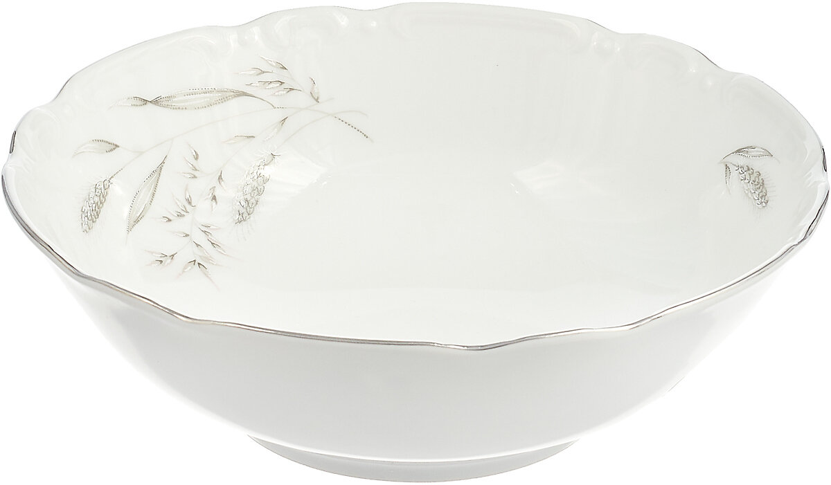 Салатник круглый 16 см; "Constance", декор "Серебряные колосья, отводка платина", Thun/ БТФ0748
