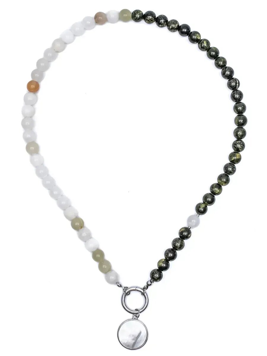 Бусы, перламутр, оникс