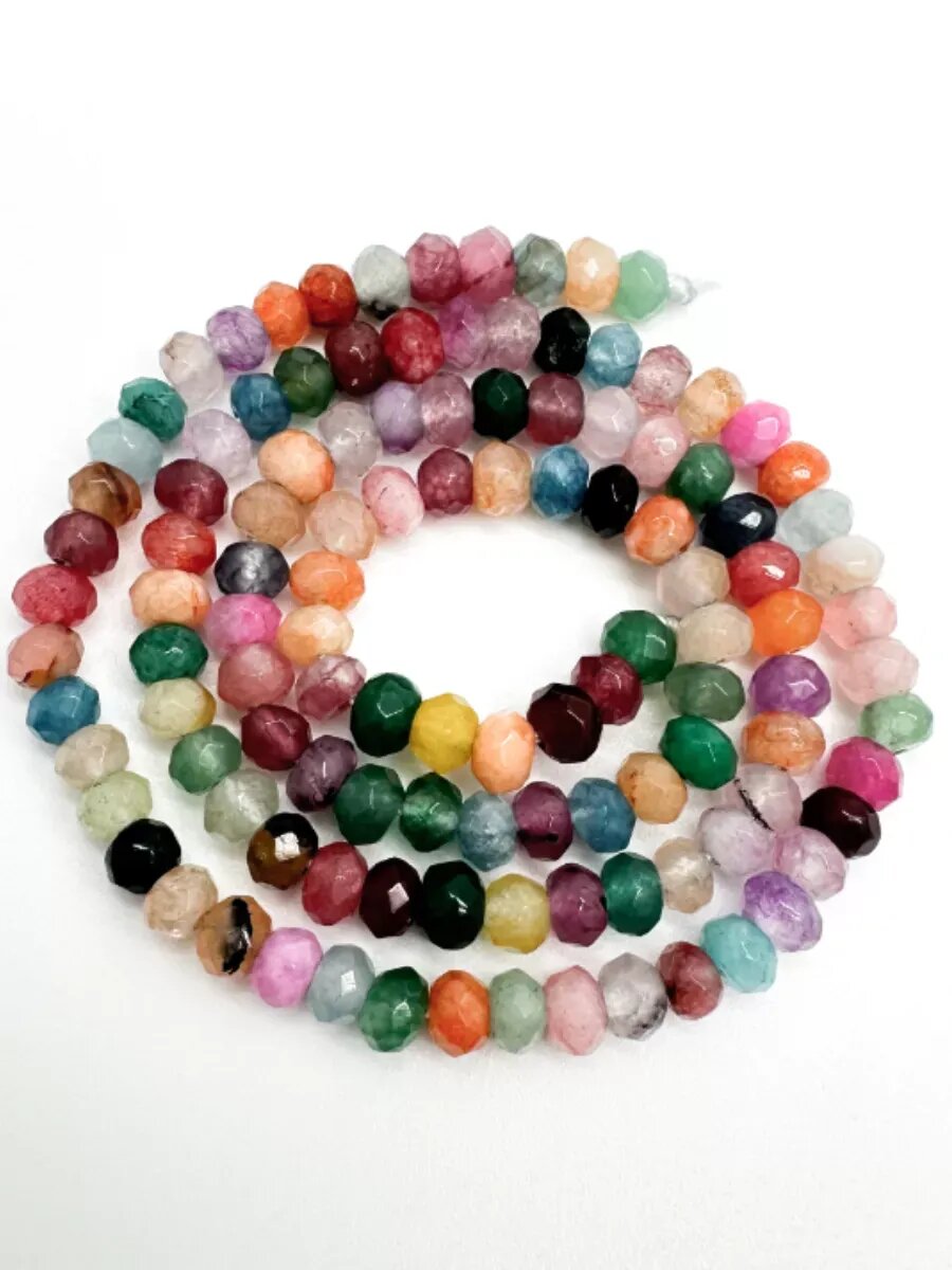 1082 Природный премиум разноцветный агат 3x4мм 1 шт люкс А++