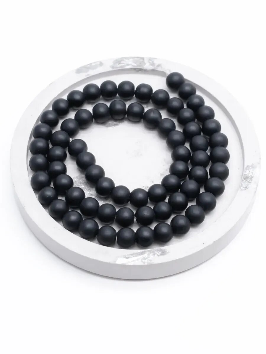1441 Бусины элитного шунгита для колье и бус 6 мм 1 нить топ