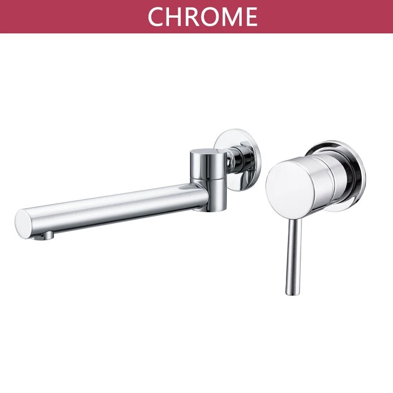 Настенный скрытый смеситель для раковины из латуни, Chrome