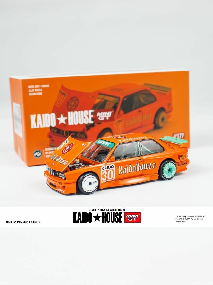 Машинка KAIDO HOUSE MiniGt 1/64 KHMG177 BMW M3 KaidoHaus V1 Orange Die-cast Alloy Car Model Gift