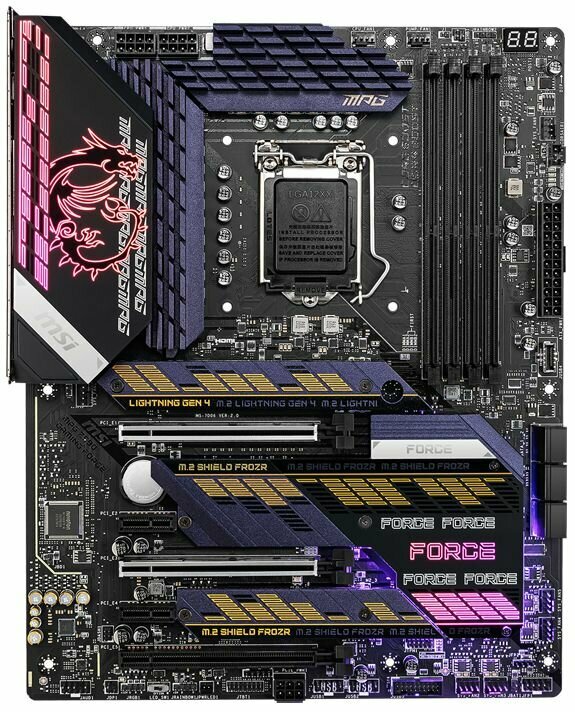 Материнская плата MSI MPG Z590 GAMING FORCE (MPG Z590 GAMING FORCE) - LGA 1200, Intel Z590, 4хDDR4-3200 МГц, 3хPCI-Ex16, 3хM.2, Standard-ATX