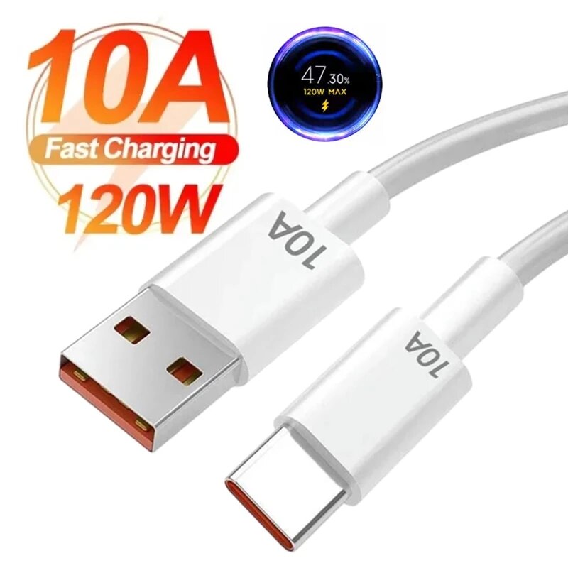 USB-C кабель 10A 120W 25см для Huawei, Xiaomi, Realme