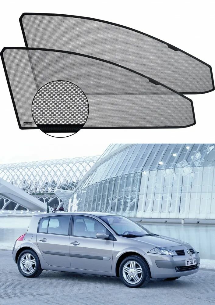 Солнцезащитный экран шторки на автомобиль Renault Megane Рено Меган 2 (2002-2009) хэч