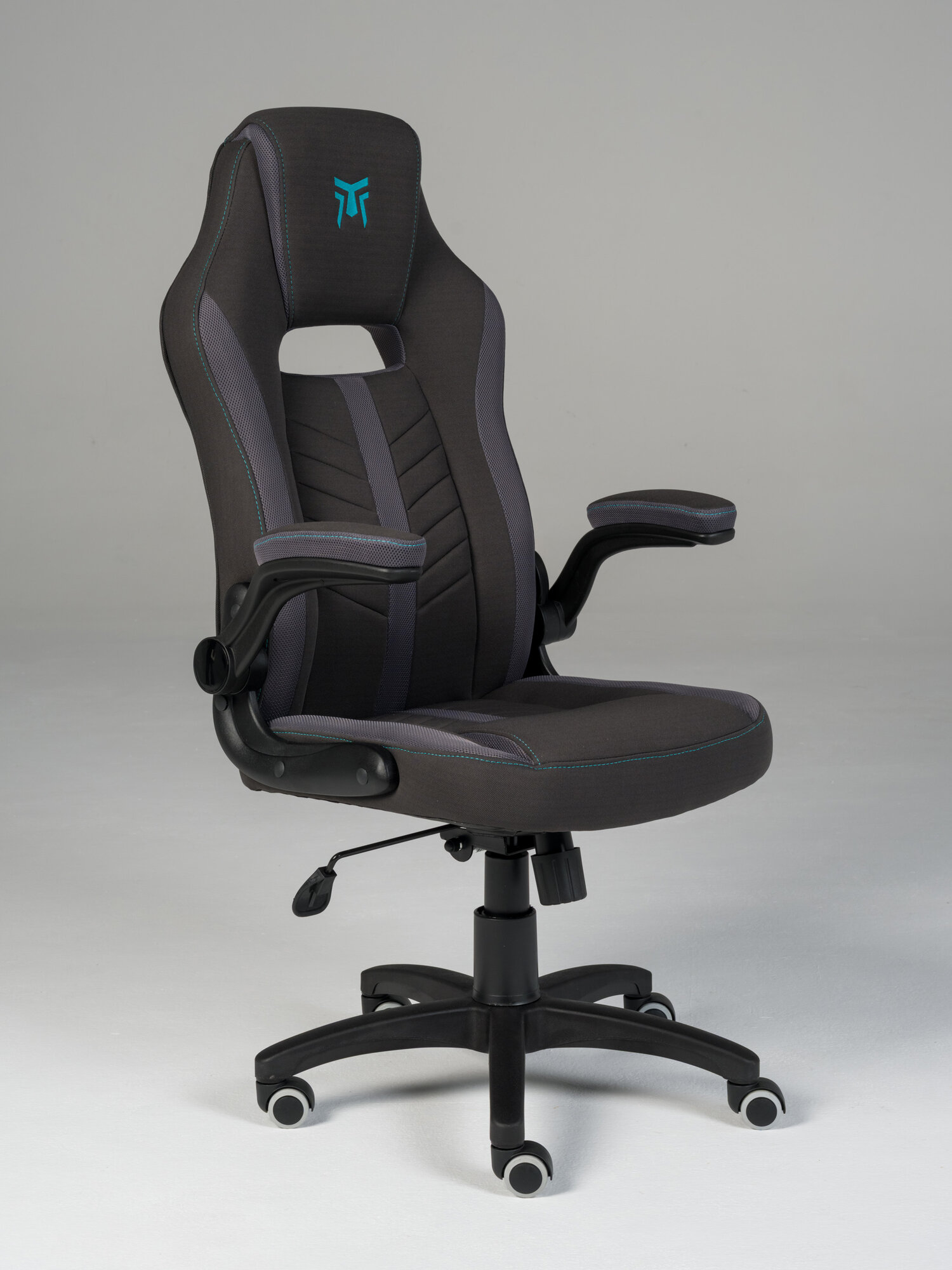 Кресло игровое VIKING серое, ткань, топ-ган люкс, регулируемые подлокотники