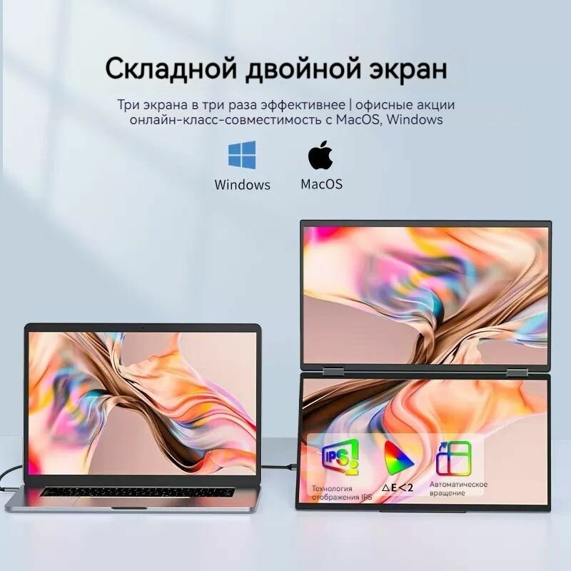 Портативный монитор с двумя экранами 15,6-дюймовым разрешением 1080p HD