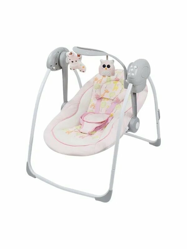 Детские качели, розовое электрическое кресло-качалка с игрушками