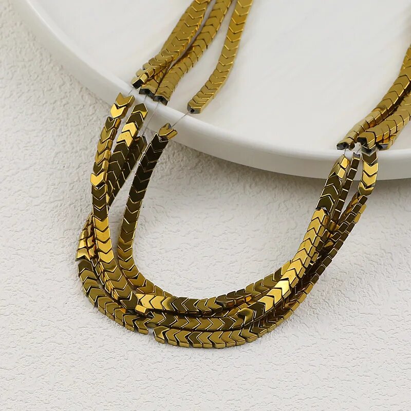 Бусины из гематита, стрелка, треугольник, 10 мм, Gold